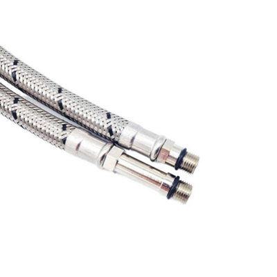 Pair Of Flexible Tap Connectors Tails Monobloc M10 x 15mm Compression 300mm