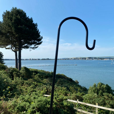 Pair of Garden Shepherds Crook Black Metal Border Hooks (2.18m)