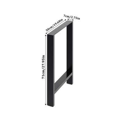 Pair of H-Frame Black Metal Legs for DIY Tables and Desks, 71cm H