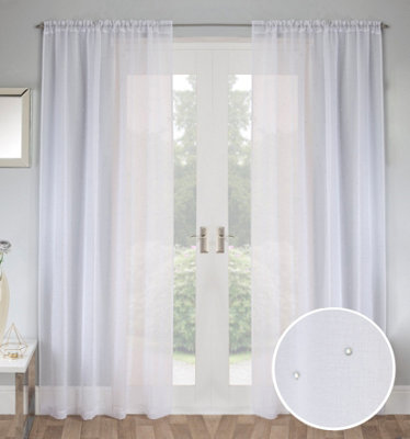 Pair of Jewel White Voile Panels with Sparkle Pattern and Rod Pocket ...