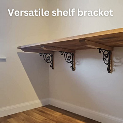 Pair of Large Victorian Cast Iron Wall Shelf Brackets Supports Heavy Duty