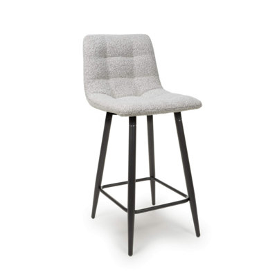 Pair Of Lichfield Boucle Smoke Grey Bar Stools