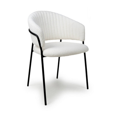 PAIR OF MAYA BOUCLE WHITE DINING CHAIRS