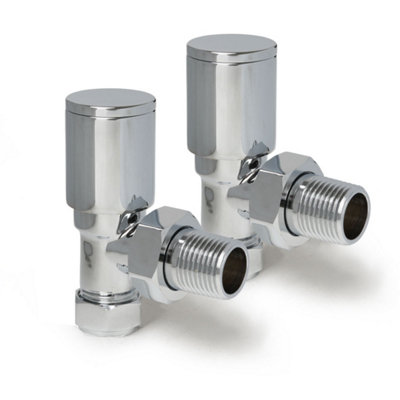Pair Of Round Chrome Angled Radiator Valves | DIY at B&Q
