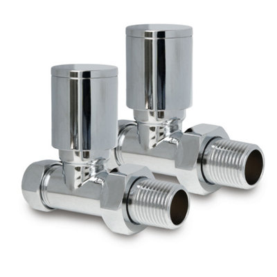 Pair Of Round Chrome Straight Radiator Valves | DIY at B&Q