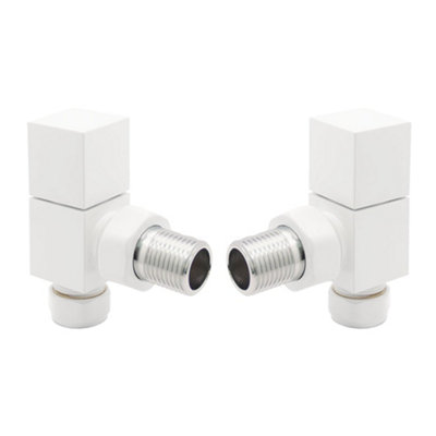 Pair Of Square White Angled Radiator Valves | DIY at B&Q