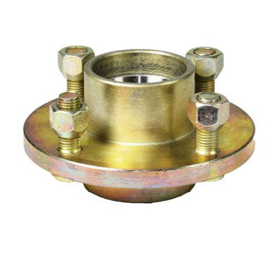 Pair Of Trailer Cast Wheel Hub 100mm PCD 1" Taper Bearing 4 Studs Nuts ...
