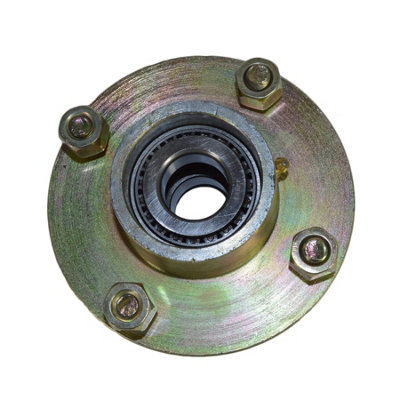 Pair Of Trailer Cast Wheel Hub 4" PCD 1" Taper Bearing 4 Stud With Nuts ...