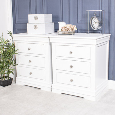 Pair Of White 3 Drawer Bedside Chest Tables Richmond Collection