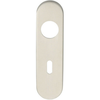 PAIR Radius Standard Lock Handle Key Plates 170 x 45 x 8mm Satin Steel ...