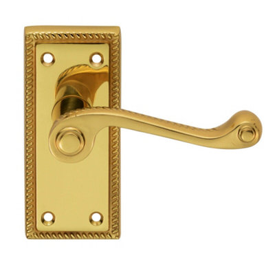 PAIR Reeded Design Scroll Lever on Latch Backplate 112 x 48mm Polished ...