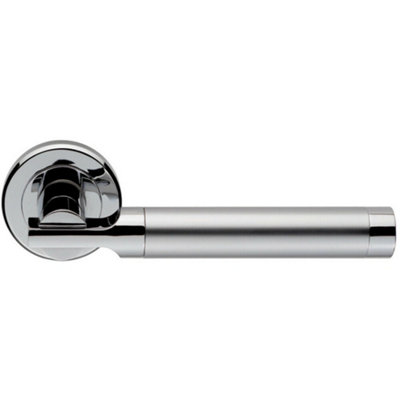 PAIR Round Bar Handle on Chamfered Edged Round Rose Satin & Polished ...