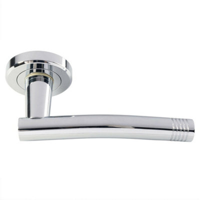 PAIR Round Bar Handle with Arch Concealed Fix Round Rose Polished Chrome
