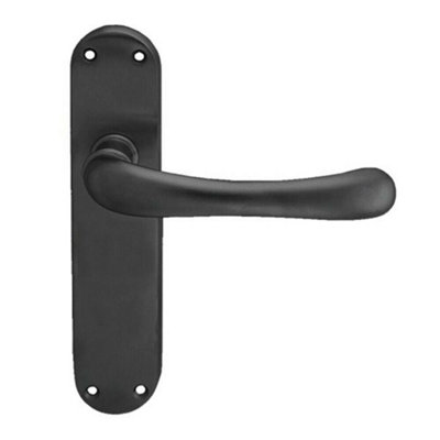 PAIR Smooth Rounded Handle on Shaped Latch Backplate 185 x 42mm Matt Black