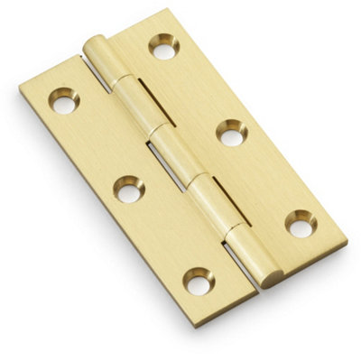 PAIR Solid Brass Cabinet Butt Hinge - 75mm - Satin Brass Premium ...