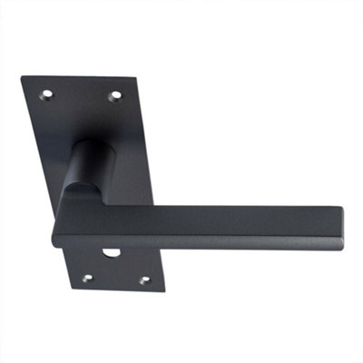 PAIR Straight Bar Handle on Slim Lock Backplate 150 x 50mm Matt Bronze