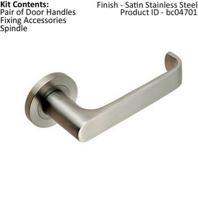 PAIR Straight Bold Faced Safety Handle Concealed Fix Round Rose Satin Steel