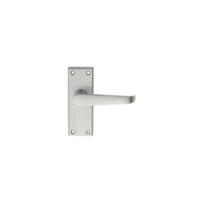 PAIR Straight Handle on Short Latch Backplate 118 x 42mm Satin Chrome