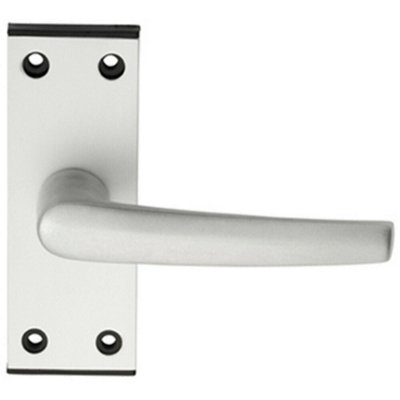 PAIR Straight Lever on Latch Backplate Door Handle 102 x 38mm Satin ...