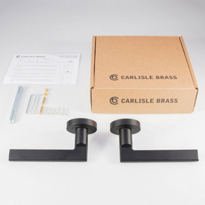 PAIR Straight Plinth Mounted Handle on Round Rose Concealed Fix Matt Black