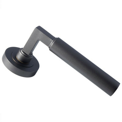 PAIR Straight Round Bar Handle on Round Rose Concealed Fix Matt Bronze ...