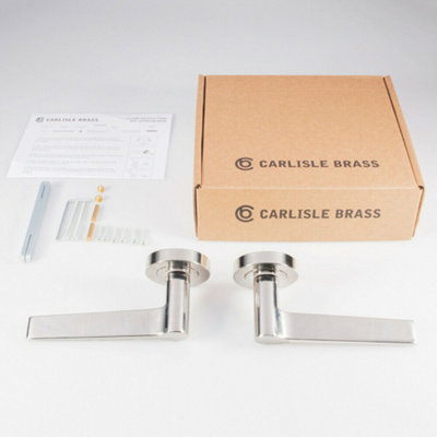 PAIR Straight Rounded Handle on Round Rose Concealed Fix Polished Nickel