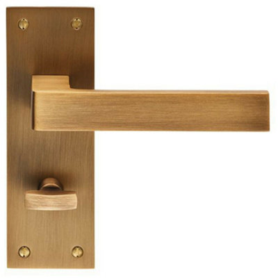 PAIR Straight Square Handle on Bathroom Backplate 150 x 50mm Antique ...