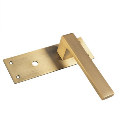 PAIR Straight Square Handle on Bathroom Backplate 150 x 50mm Antique Brass