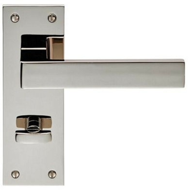 PAIR Straight Square Handle on Bathroom Backplate 150 x 50mm Polished ...
