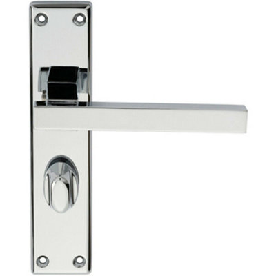 PAIR Straight Square Handle on Bathroom Backplate 180 x 40mm Polished ...