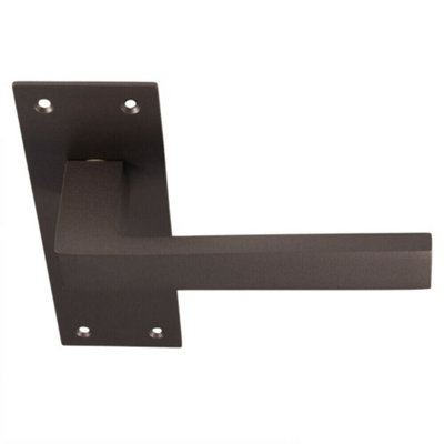 PAIR Straight Square Handle on Slim Latch Backplate 150 x 50mm Matt Bronze