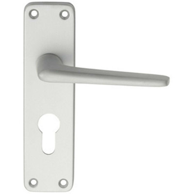 PAIR Straight Tapered Lever on Euro Lock Backplate 152 x 41mm Satin ...