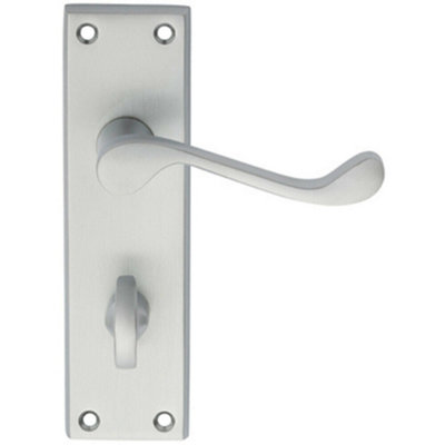 PAIR Victorian Scroll Handle on Bathroom Backplate 150 x 43mm Satin ...