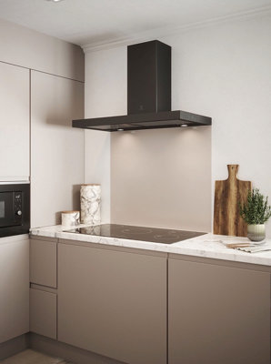 Pale Beige Toughened Glass Kitchen Splashback - 900mm x 750mm x 6mm ...