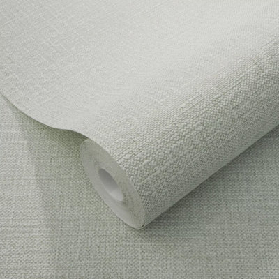 Pale Green Wallpaper Linen Effect Textured Free Match Paste The Wall
