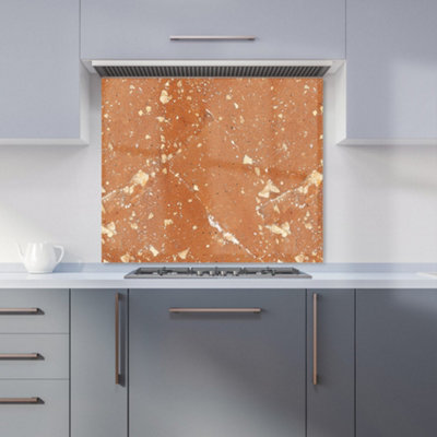Pale Terracotta Quartz Effect Premium Glass Kitchen Splashback W700mm x ...