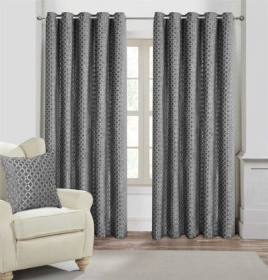 Palermo Geometric Fully Lined Eyelet Curtains