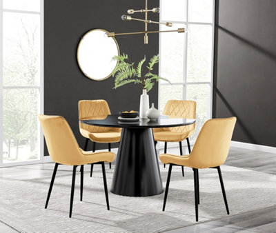 Black gloss round dining table store