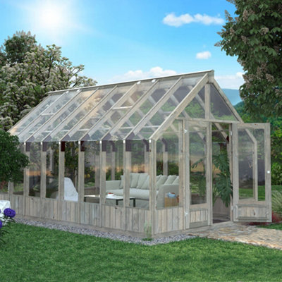PALMAKO EMILIA GLASSHOUSE SUN ROOM - 3.6M X 2.4M - TOUGHENED GLASS ...
