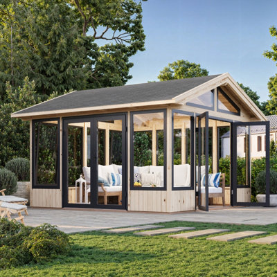 Palmako Isabella 14.7m² Sun Room - 4.01m x 4.01m - 90mm Wall Logs