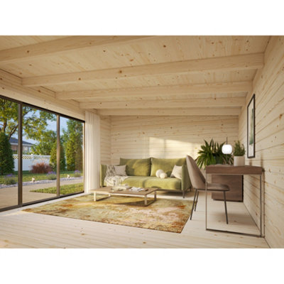 Palmako Lea 2 v2 Modern Summer House - 5.3m x 3.8m - 44mm Walls Aluminium Glass Sliding Door ...