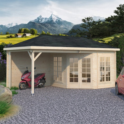 Palmako Melanie Corner Summer House with Veranda - 5.5m x 3m - 28mm ...