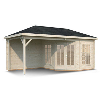 Palmako Melanie Corner Summer House with Veranda - 5.5m x 3m - 28mm ...