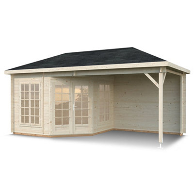 Palmako Melanie Corner Summer House with Veranda - 5.5m x 3m - 28mm ...