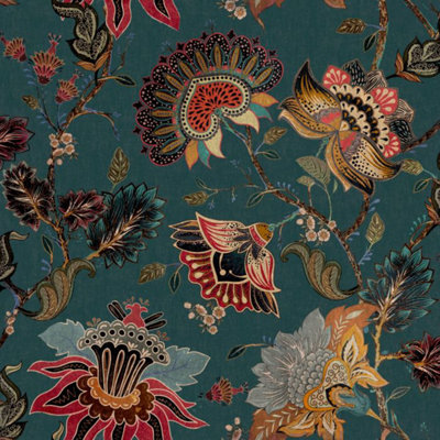 Paloma Home Vintage Botanicals Wallpaper Teal (921506)