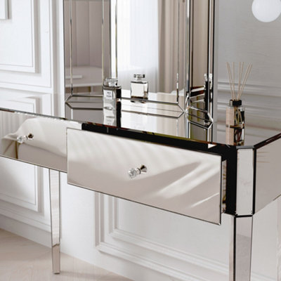Buy Paloma x Ivy Silver Mirrored Dressing Table with Tri-Fold Mirror at B&Q