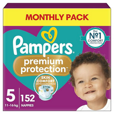 Pampers Protection Size 5, 152 Nappies, 11 kg-16 kg, Monthly Pack ...