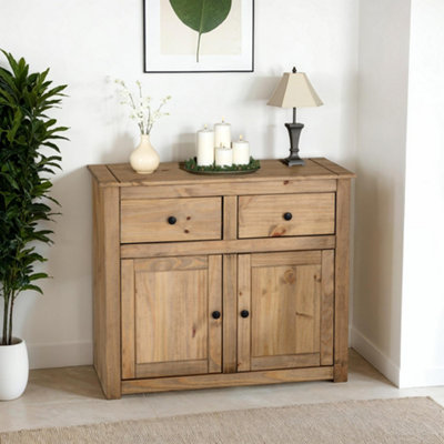 Panama 2 Door 2 Drawer Sideboard Natural Waxed Finish | DIY at B&Q