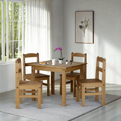 Panama 4 Seat Dining Set in Waxed Pine