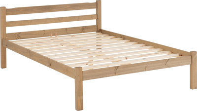 PANAMA DOUBLE 4ft6 SOLID DISTRESSED WAX PINE WOOD BED FRAME